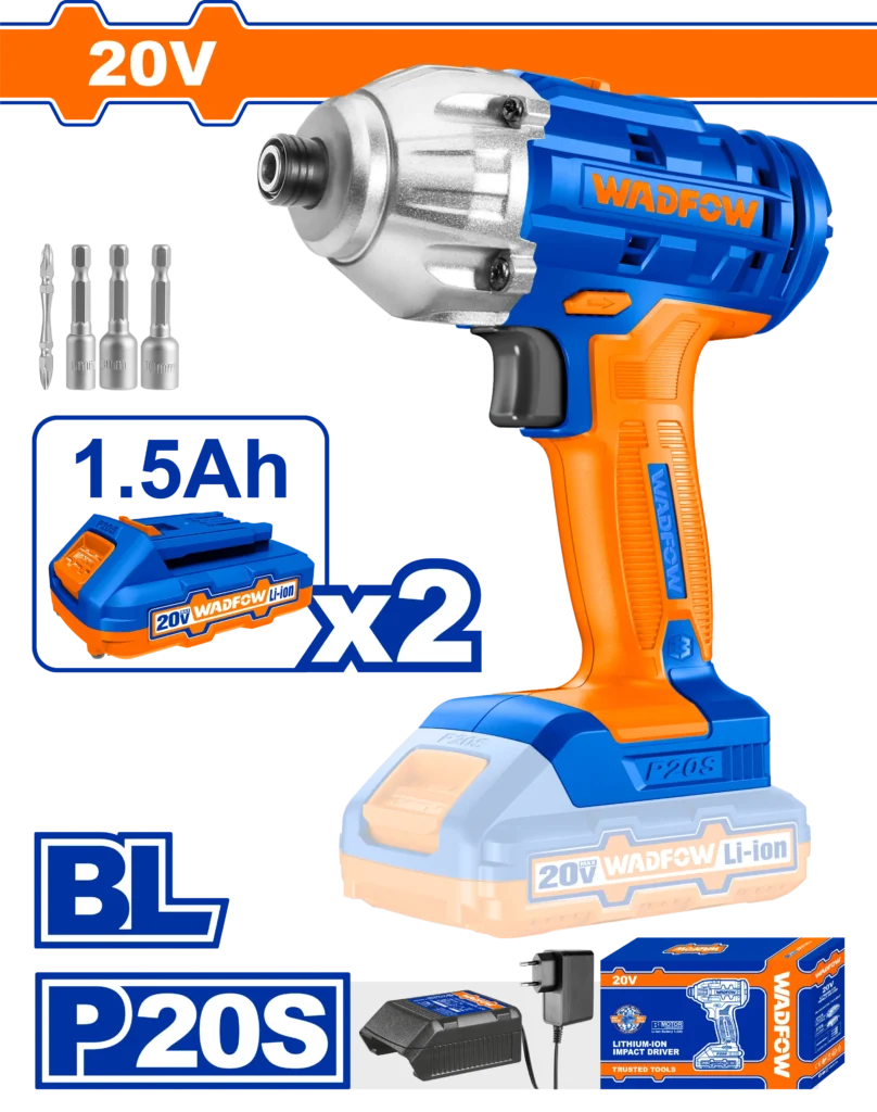 ATORNILLADOR DE IMPACTO INALÁMBRIC0 1/4" BL 20V 170N.M + 2 BAT 1.5AH ...