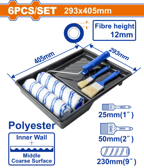 SET DE RODILLOS Y BROCHAS CON BANDEJA 6 EN 1 – Gala Importaciones